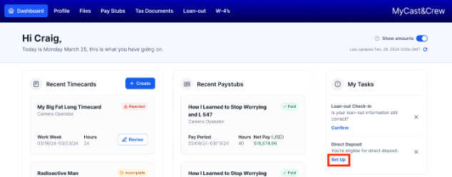 MyCast&Crew: Sign Up for Direct Deposit – Cast and Crew