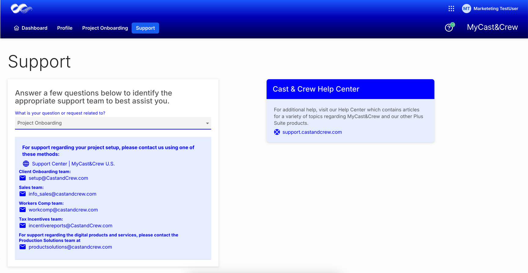 Submitting a New Project Request – Cast and Crew
